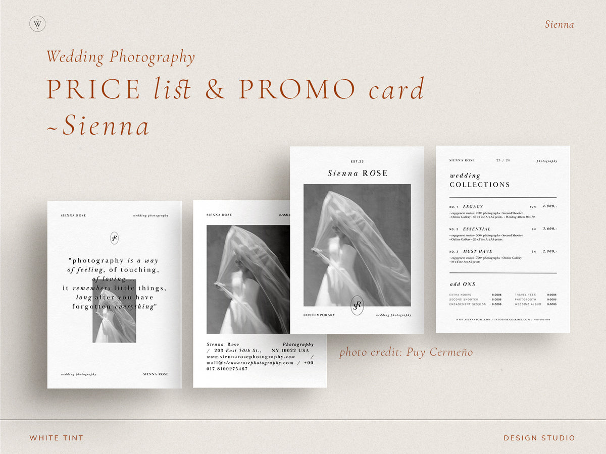 Modern Price List Promo Template For Wedding Photographers | SIENNA ...