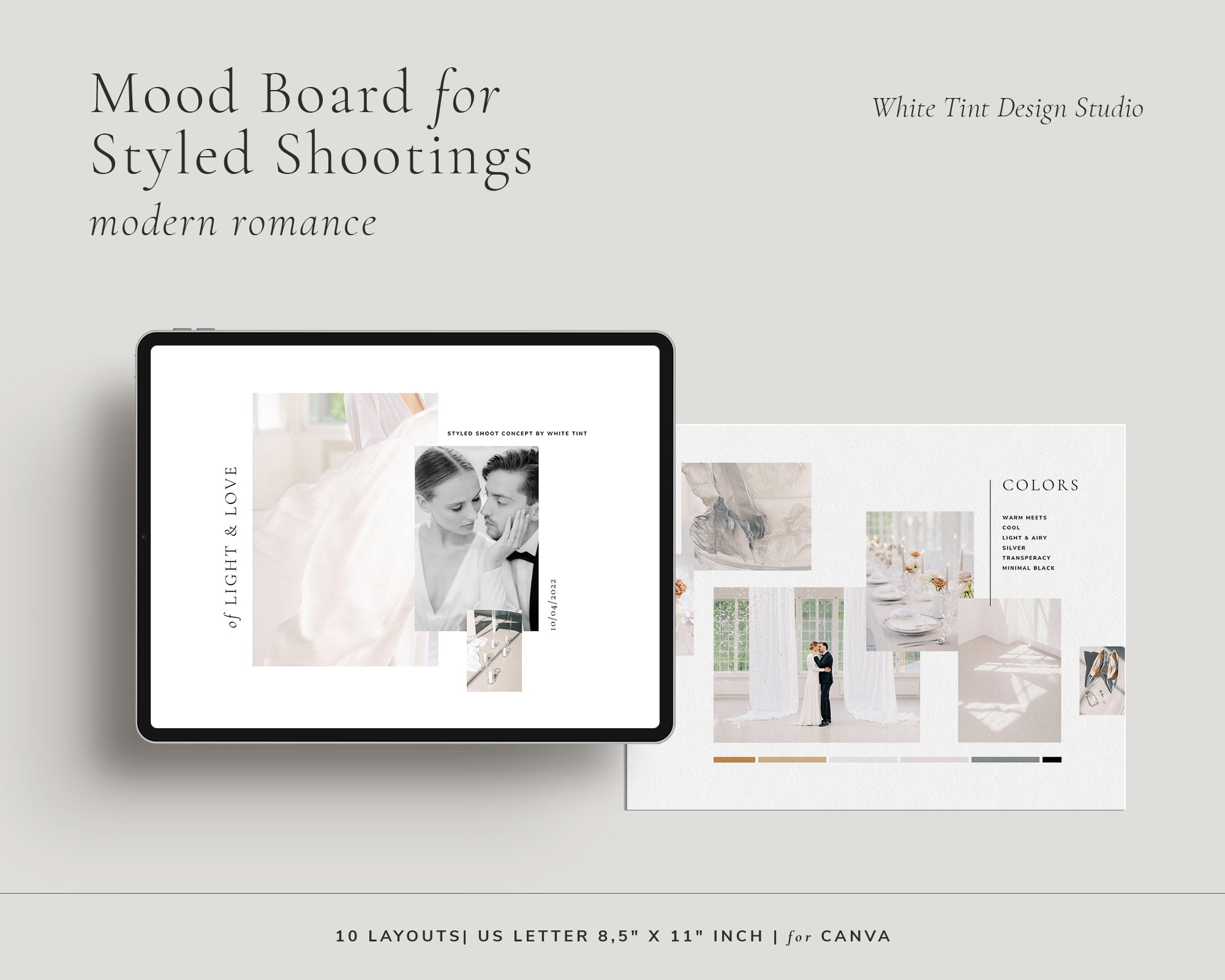 Styled Shoot Concept Moodboard Template for Wedding Photographers ...